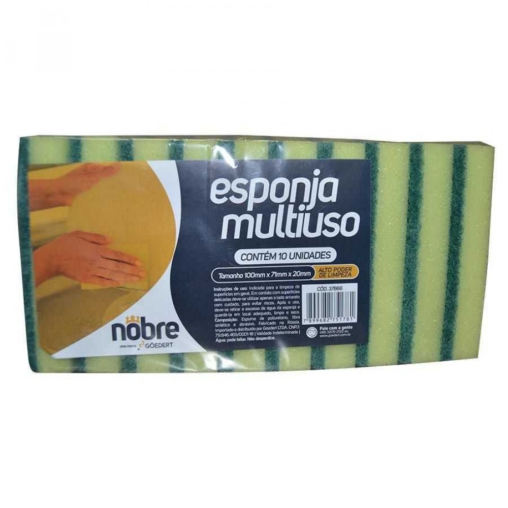 Esponja Multiuso Dupla-Face 100x71x20mm C/10 Unidades Nobre*****